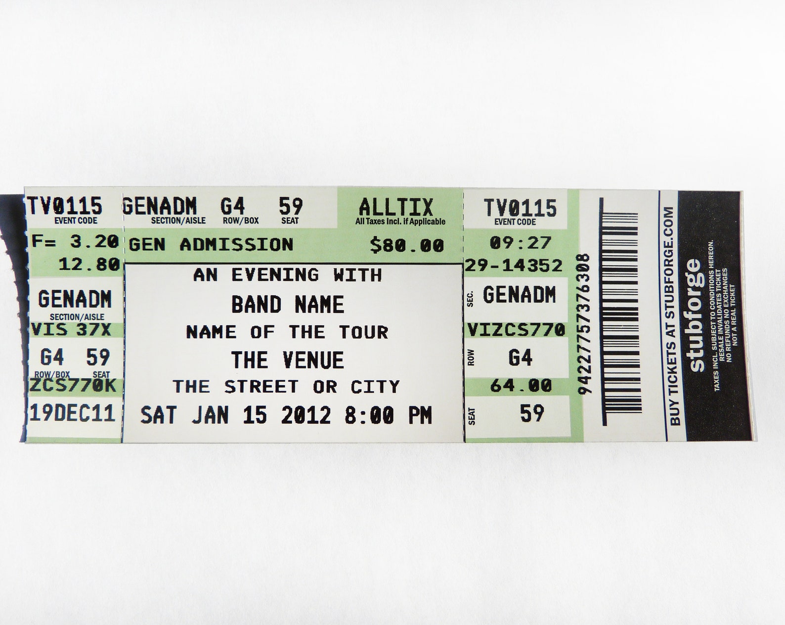 Custom Concert Ticket Fully Customizable Ticketmaster Fake - Etsy Canada