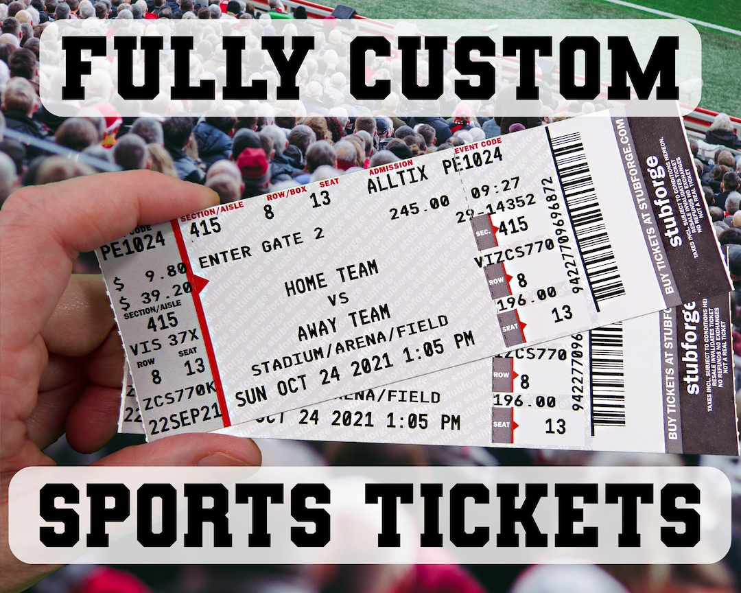 Custom Sports Ticket - Fully Customizable - Ticketmaster Fake Ticket ...