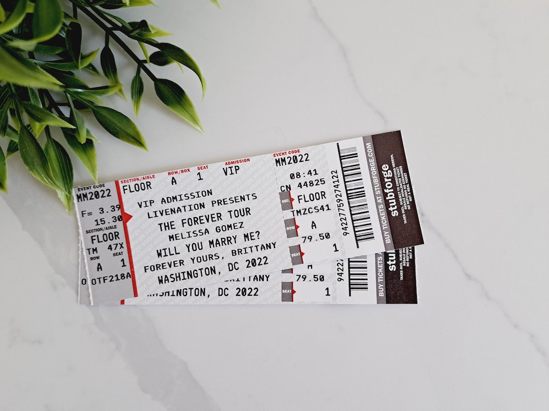 PRINTED Will You Marry Me Proposal Concert Ticket Custom - Physical ...