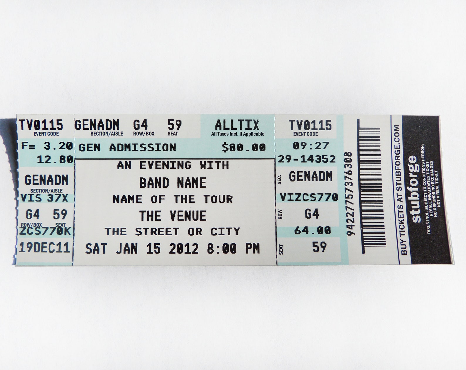 Custom Concert Ticket Fully Customizable Ticketmaster Fake - Etsy