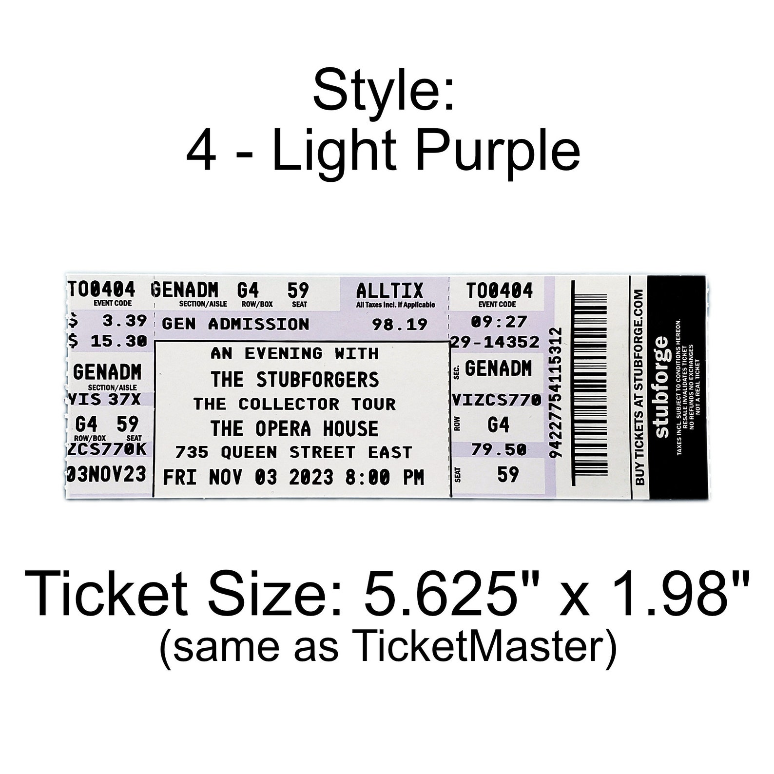 Custom Concert Ticket Fully Customizable Ticketmaster Fake Concert ...