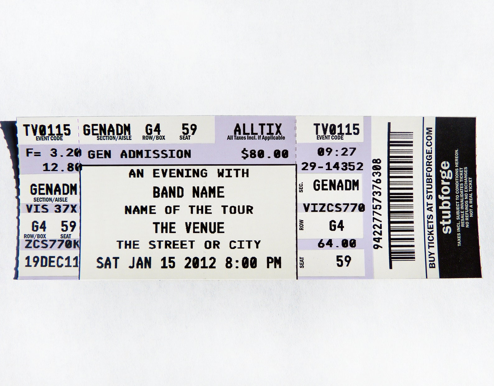Custom Concert Ticket Fully Customizable Ticketmaster Fake - Etsy