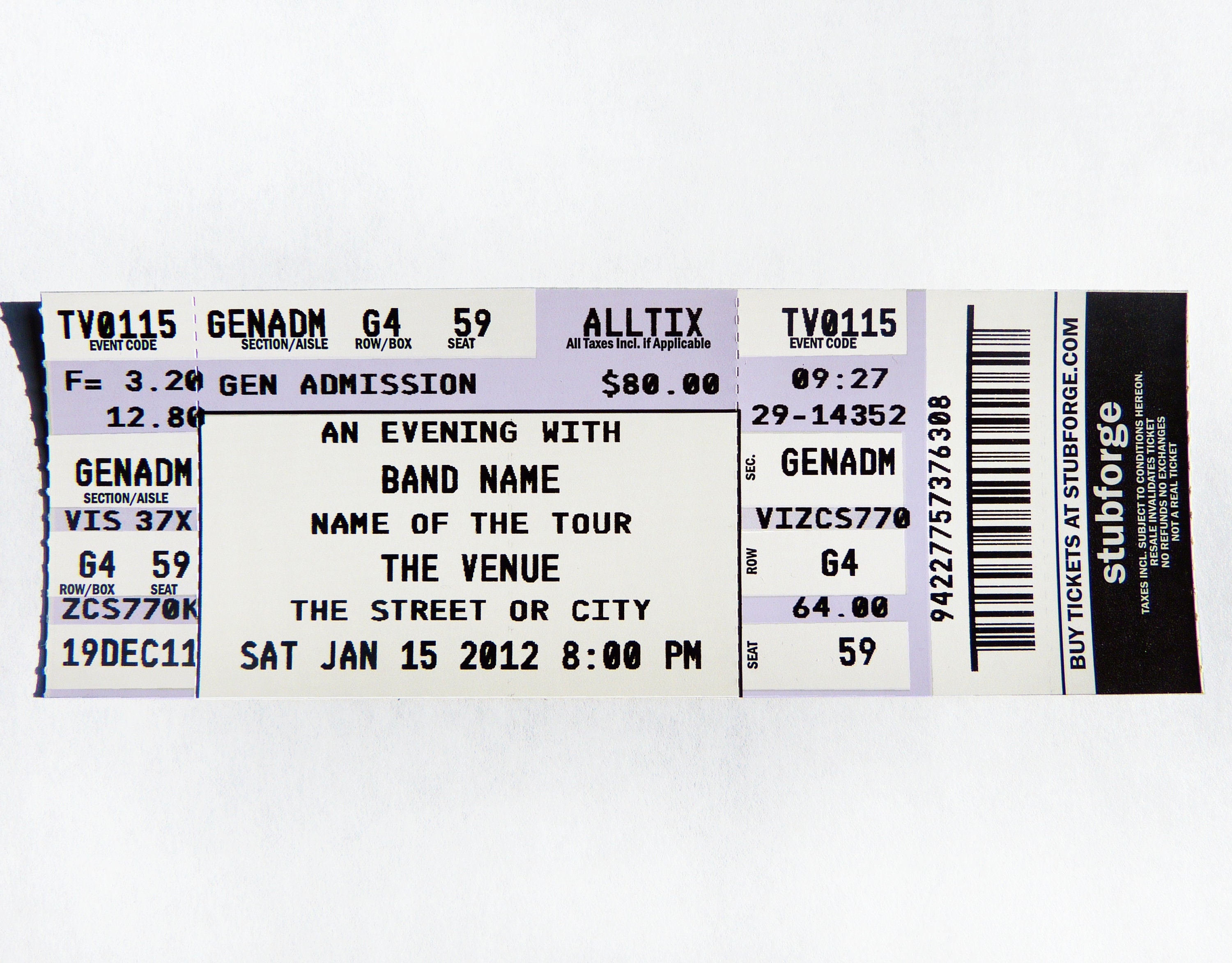Custom Concert Ticket Fully Customizable Ticketmaster Fake - Etsy Canada