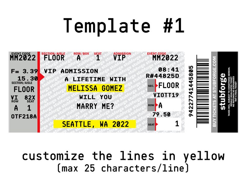 PRINTED Will You Marry Me Proposal Concert Ticket Custom - Etsy