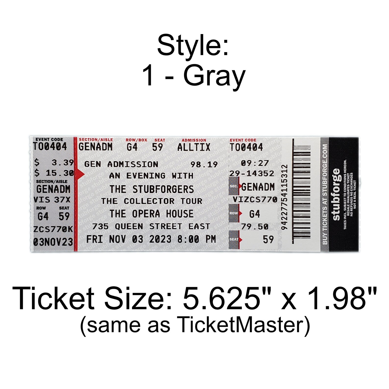 Custom Concert Ticket Fully Customizable Ticketmaster Fake Concert ...