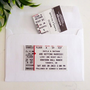 PRINTED Custom Wedding Invitation Tickets With RSVP and Envelopes ...