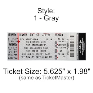 Custom Concert Ticket - Fully Customizable - Ticketmaster Fake Concert ...
