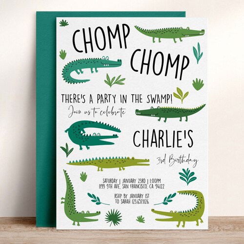 Alligator Birthday Invitations Crocodile Invitation - Etsy