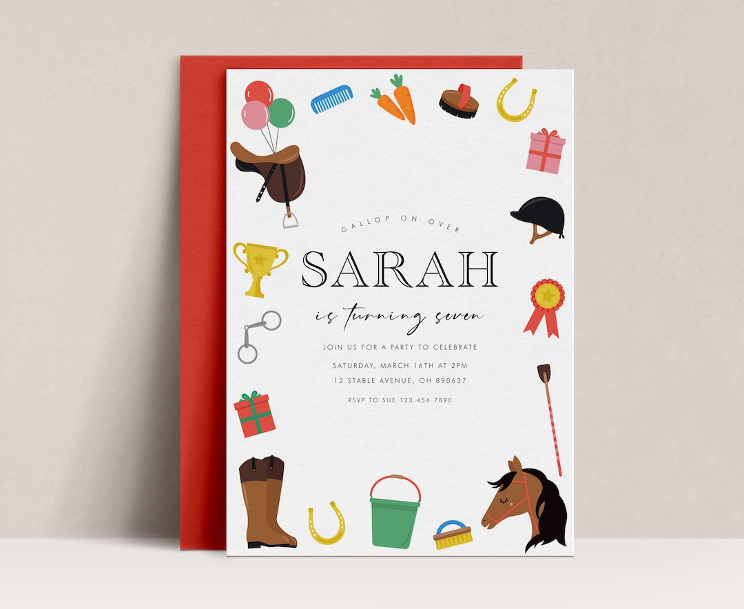 Editable Horse Birthday Invitation Saddle up Party Horseback Riding ...