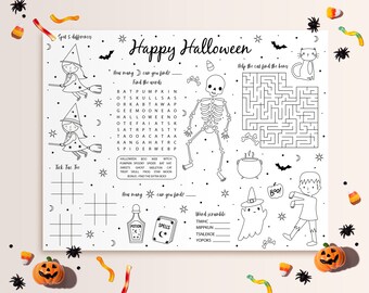 Halloween Activity Page Halloween Kids Activity Placemat - Etsy
