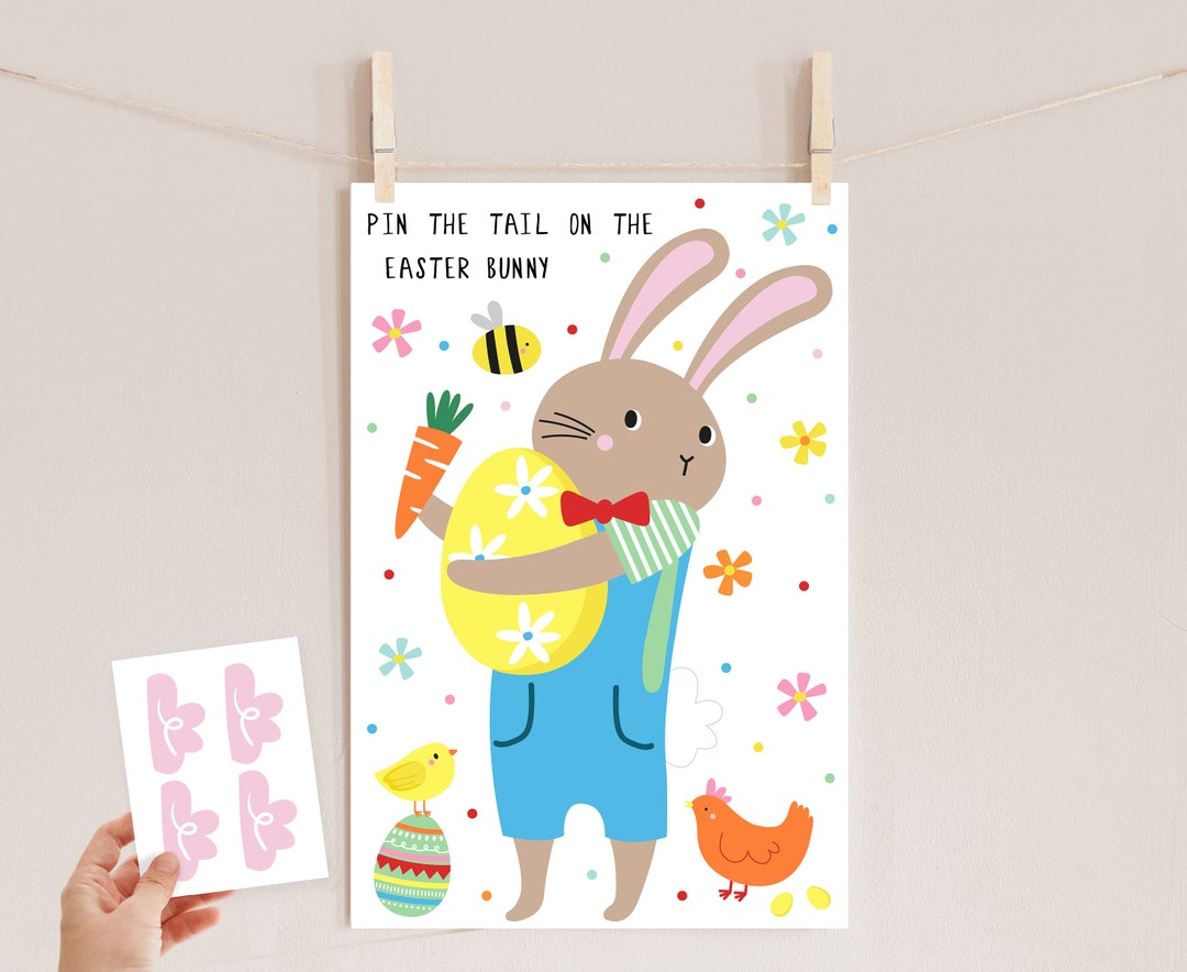 Pin the Tail on the Bunny Rabbit Easter Egg Hunt Game DIY Easter Game ...