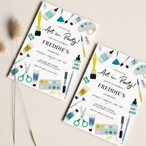 Painting Party Invite, Art Birthday Party Invitation, Painting Birthday ...