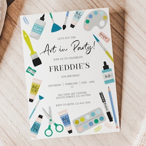 Painting Party Invite, Art Birthday Party Invitation, Painting Birthday ...