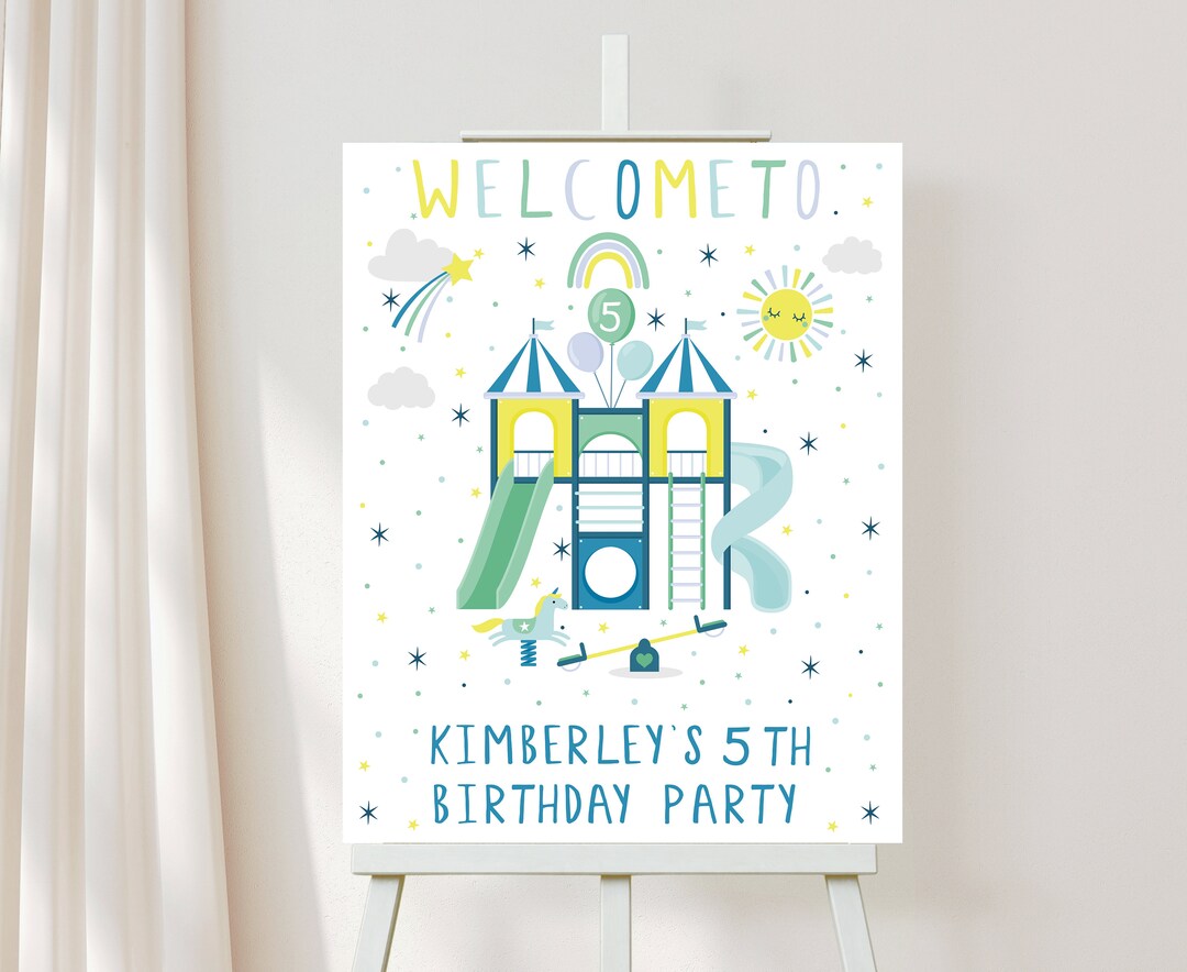 Park Party Sign, Playground Birthday Party Welcome Sign, Birthday Sign ...