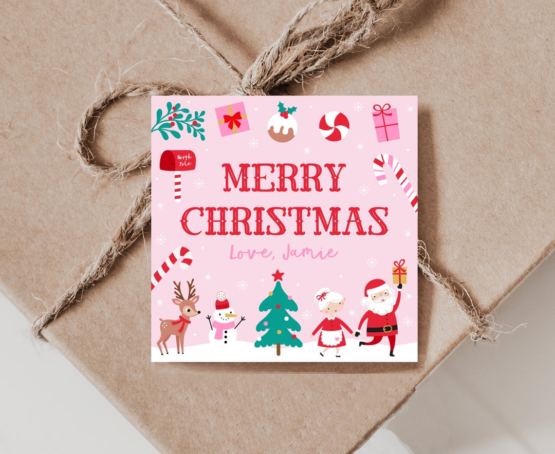 Editable Christmas Gift Tags, Printable Holiday Labels (D96) - Etsy UK