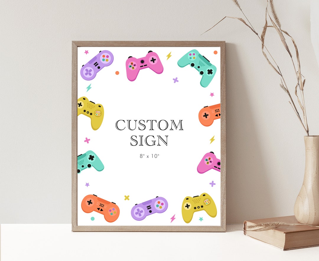 Video Game Birthday Party Sign Gamer Party Favor Sign Video Game Party ...