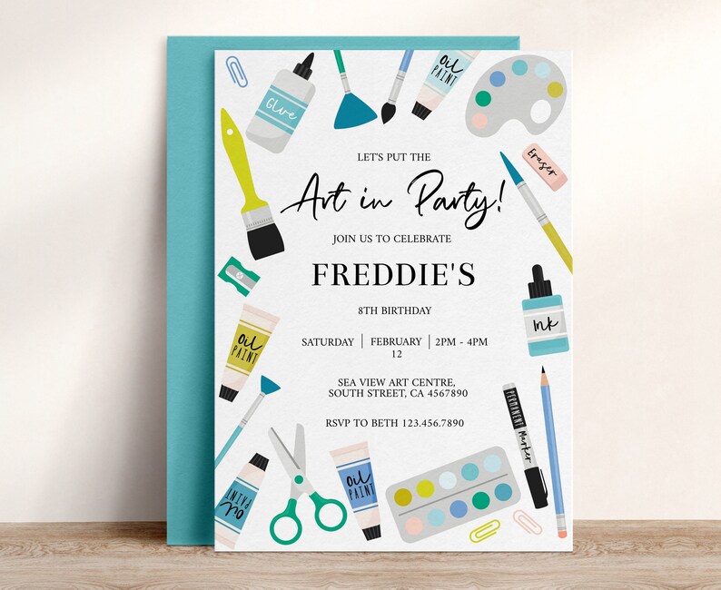 Painting Party Invite Art Birthday Party Invitation Painting - Etsy