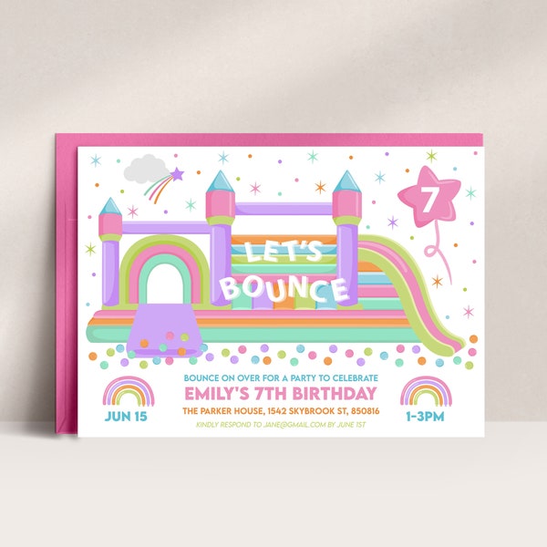 Bouncy Castle Birthday Invitation - Etsy