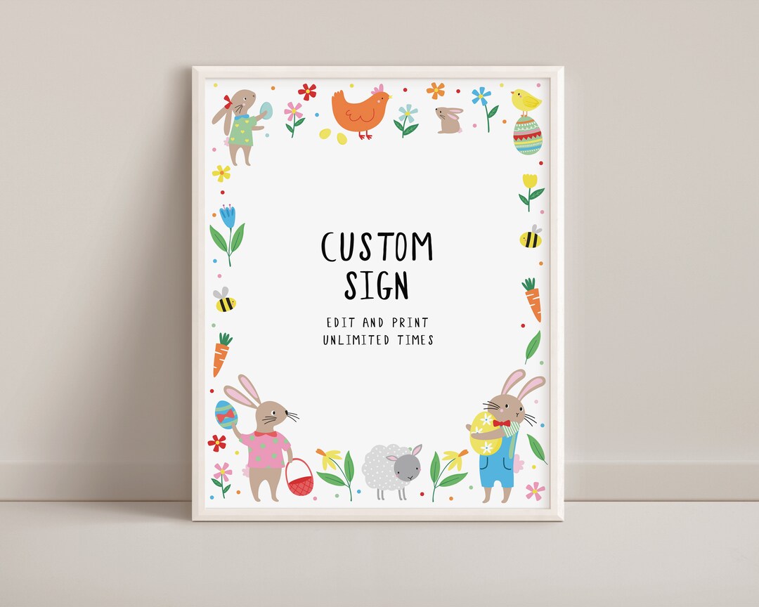 Easter Birthday Sign Printable Easter Party Sign Easter Egg - Etsy
