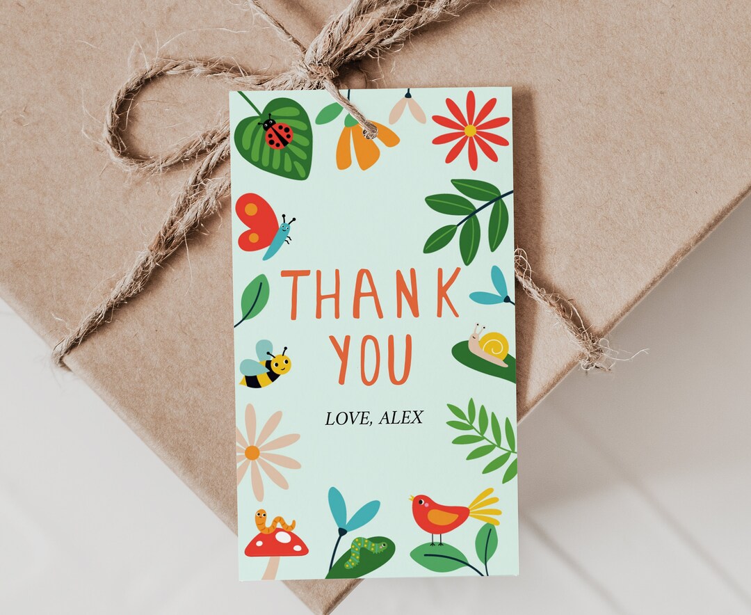 Editable Garden Party Favor Tags Bugs Thank You Tags Custom Insect ...
