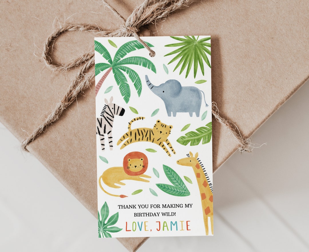 Jungle Party Gift Tag Jungle Favor Tags Jungle Animals Birthday Party ...