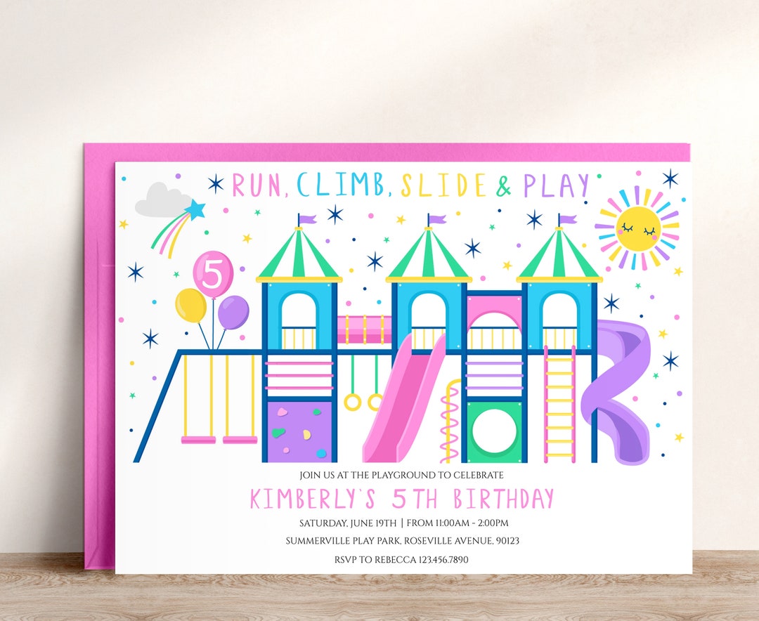 Park Party Invitation Playground Birthday Invitation Park - Etsy