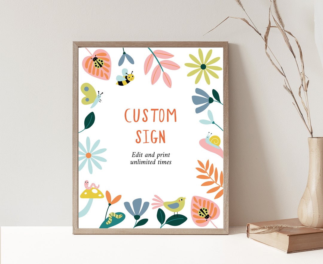 Insect Birthday Sign, Bugs Party Favor Sign, Insect Party Sign, Insect ...