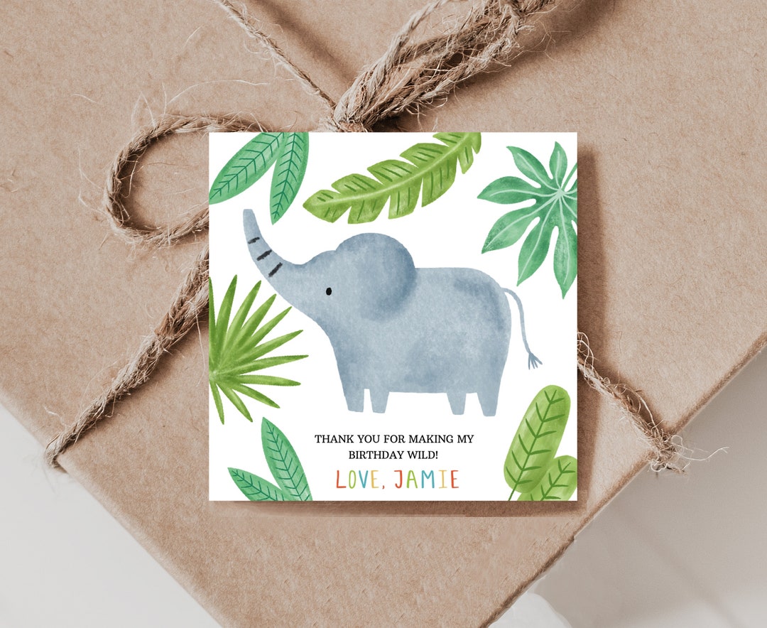 Elephant Party Gift Tag Elephant Favor Tags Elephant Birthday Party ...