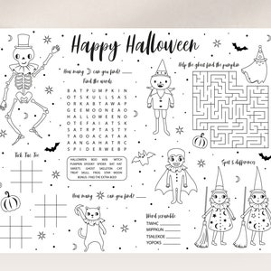 Halloween Kids Activity Placemat Halloween Coloring Page - Etsy UK