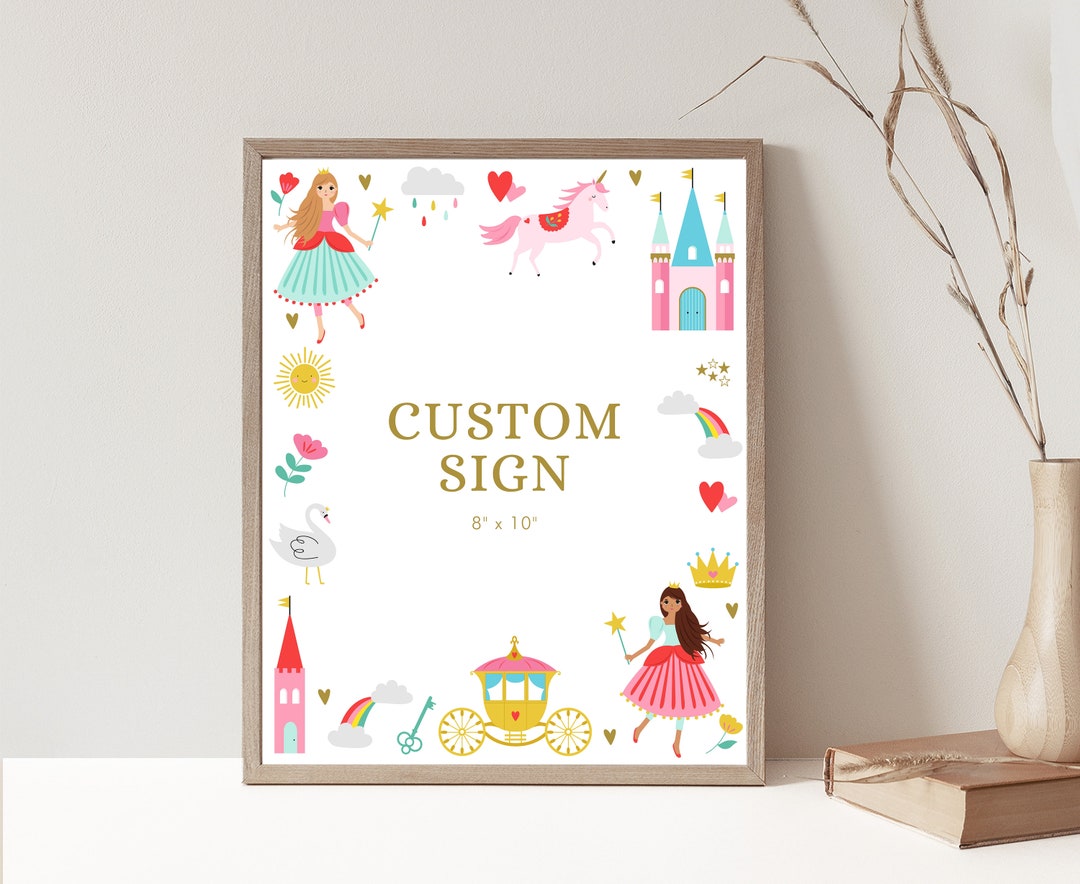 Princess Birthday Sign Princess Party Favor Sign Princess Party Sign ...