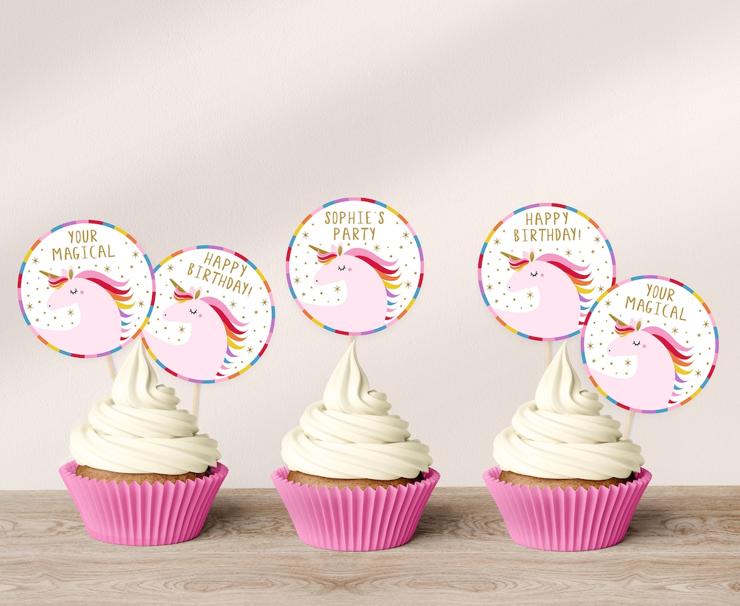 Unicorn Birthday Cupcake Toppers, Editable DIY (digital Download) - Etsy
