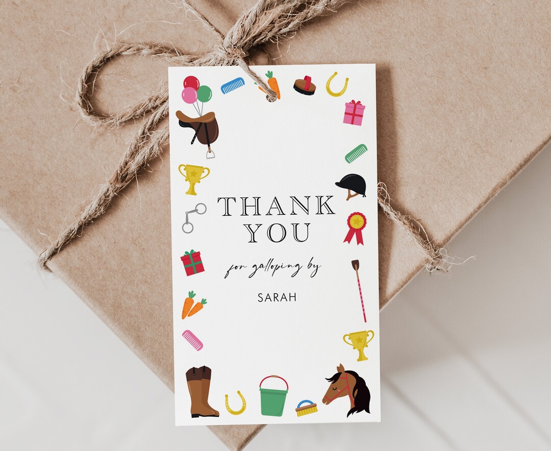 Editable Horse Birthday Favor Tags, Equestrian Party (digital Template ...