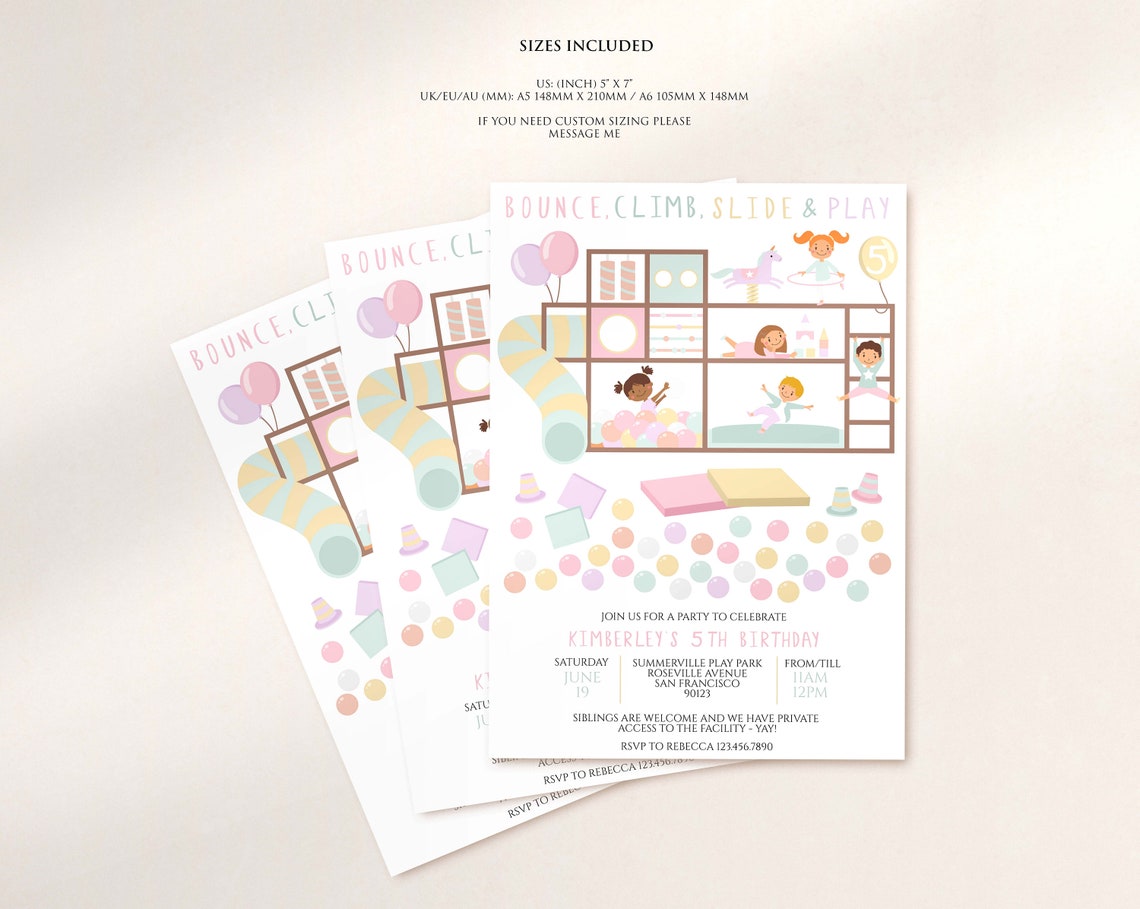 Jungle Gym Birthday Invitation Soft Play Invitation Bounce - Etsy