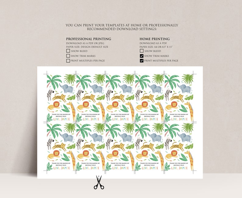 Jungle Party Gift Tag Jungle Favor Tags Jungle Animals - Etsy