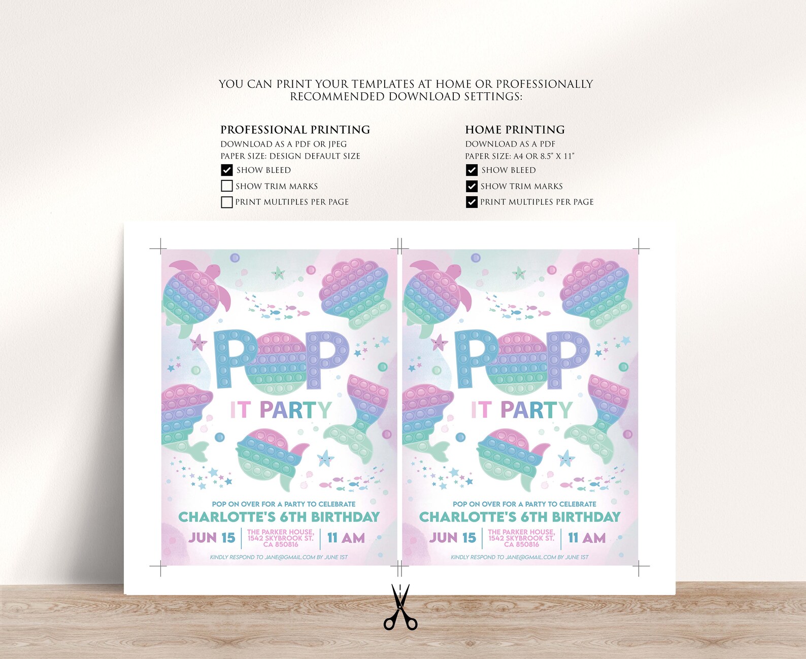 Editable Pop It Birthday Invitation Pop It Mermaid | Etsy