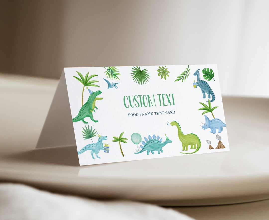 Dinosaur Food Tent Card, Printable Dinosaur Place Card, Dinosaur Food ...