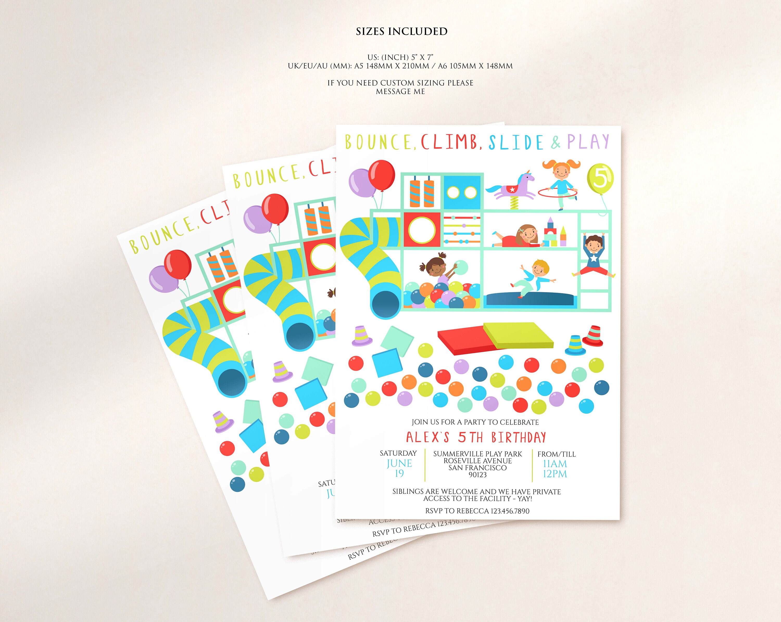 Jungle Gym Birthday Invitation Soft Play Invitation Bounce - Etsy