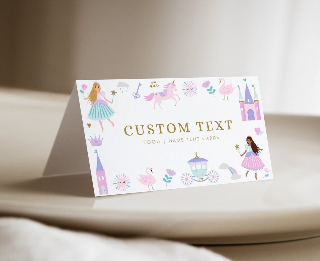 Princess Tent Card, Editable Princess Tent Card, Printable Princess ...