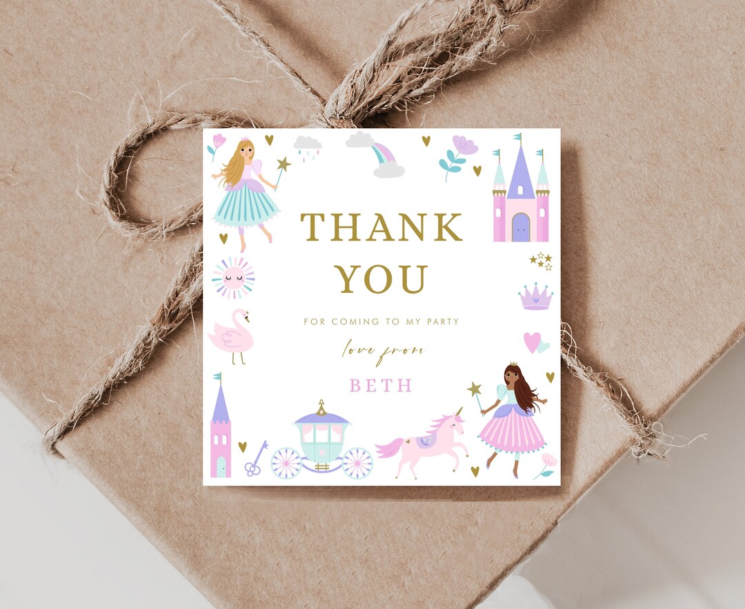 Princess Favor Tags, Princess Party Favor Tags, Princess Party Thank ...