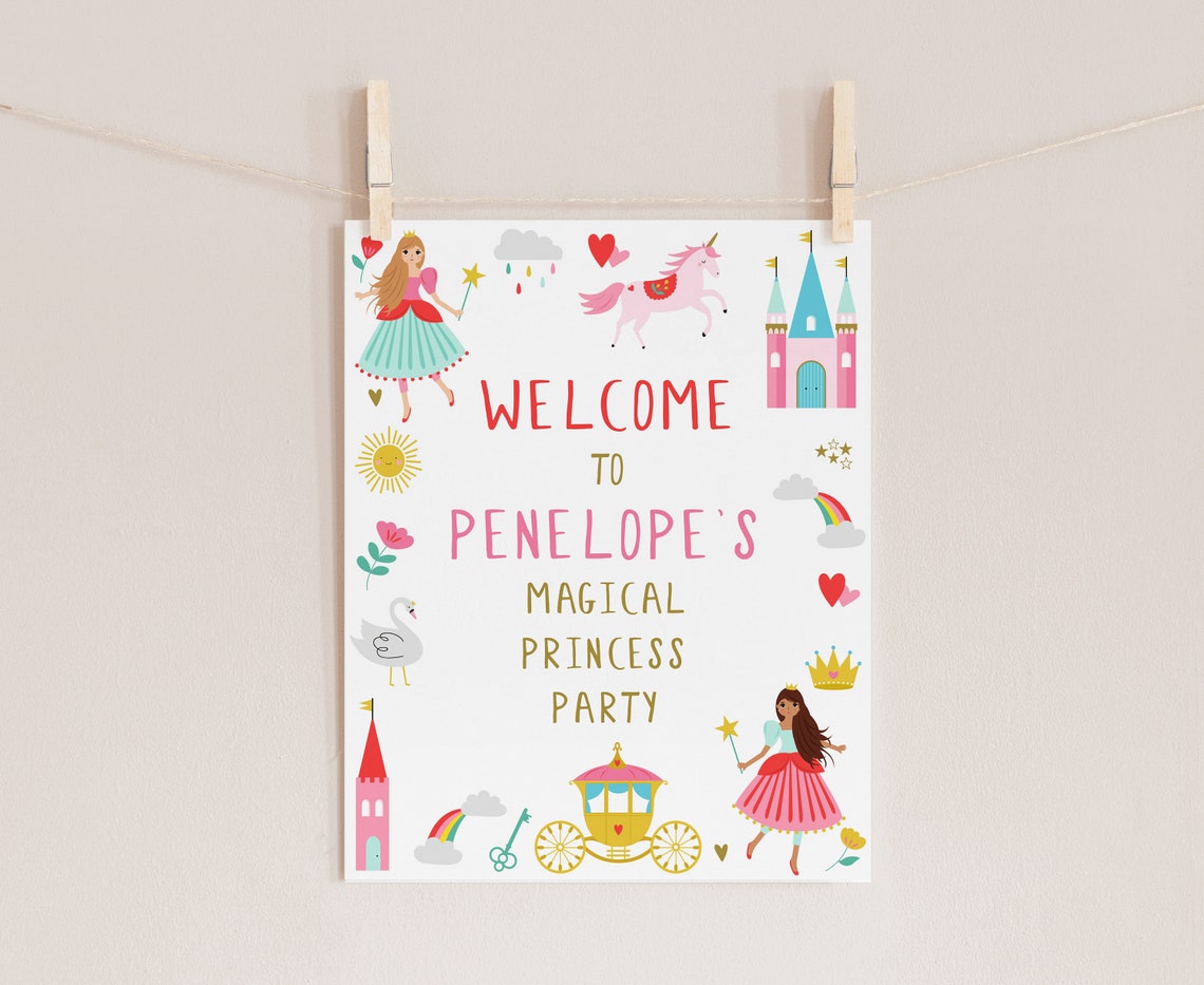 Princess Welcome Sign Editable Princess Birthday Sign | Etsy