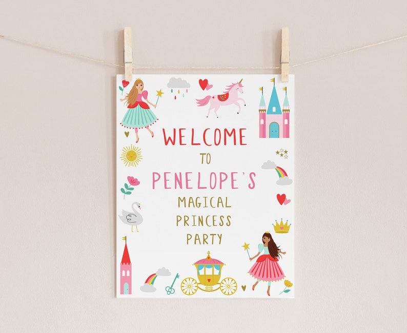 Princess Welcome Sign Editable Princess Birthday Sign | Etsy