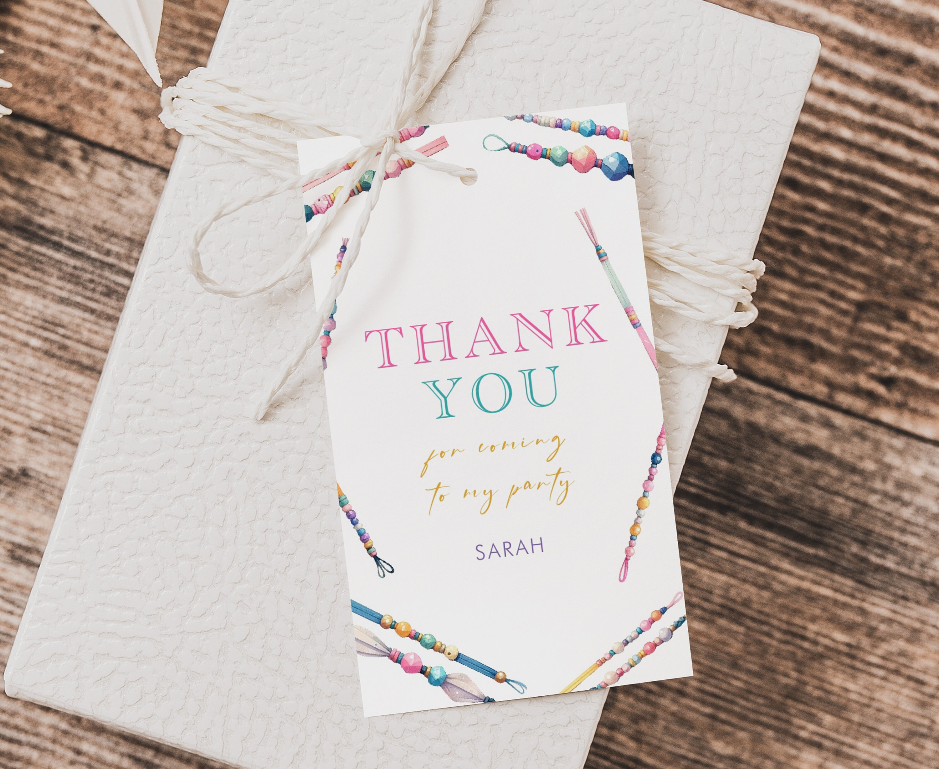Editable Friendship Bracelet Birthday Favor Tags: Girly Jewellery Party ...