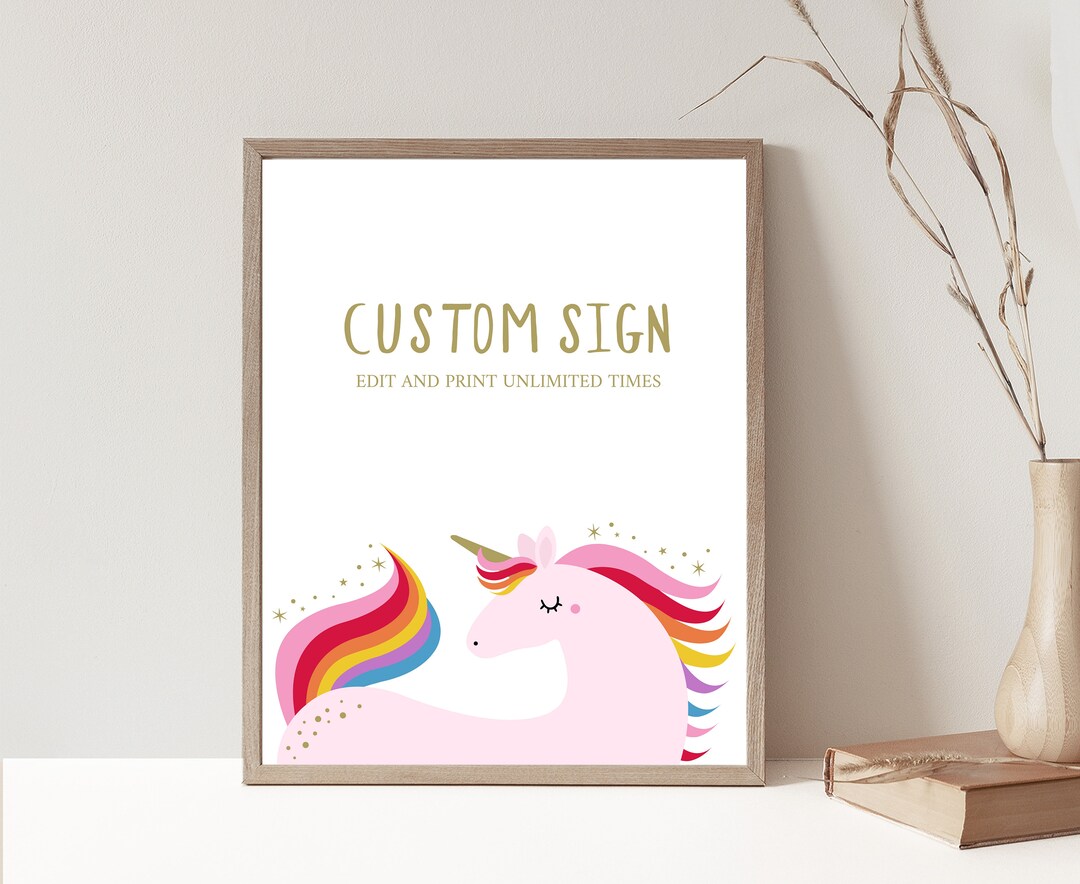 Unicorn Birthday Sign Unicorn Party Favor Sign Unicorn Party Sign ...