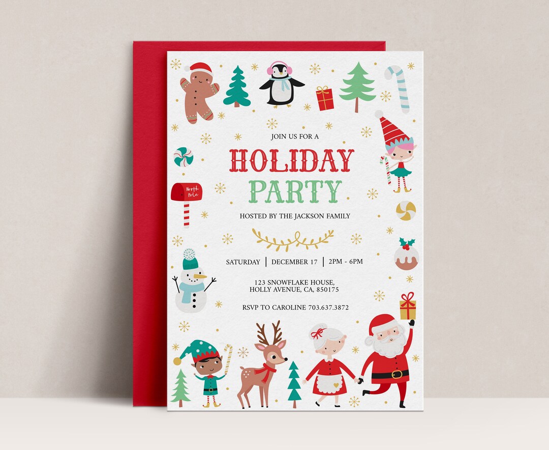Printable Holiday Party Invitation, Editable Holiday Party Invitation ...