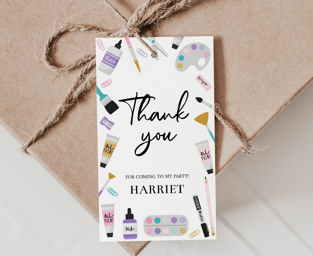 Editable Art Party Gift Tag, Art Party Favor Tags, Painting Party ...