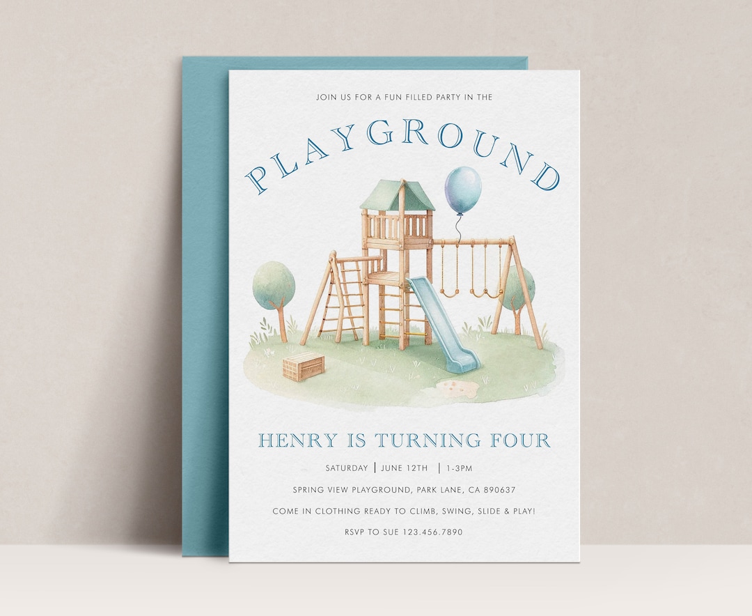 Playground Birthday Invitation, Park Party Invite, Party in the Park ...