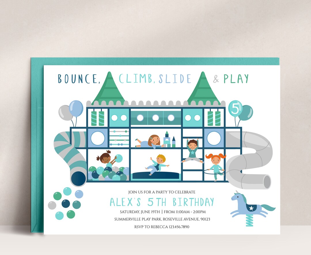 Bounce Jungle Gym Invitation Soft Play Invitation Birthday - Etsy