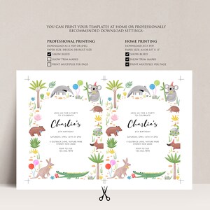 Australian Animals Birthday Invitation Australian Outback - Etsy