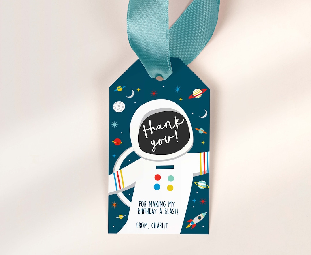 Editable Astronaut Favor Tags, Space Favor Tags, Galaxy Favor Tags ...