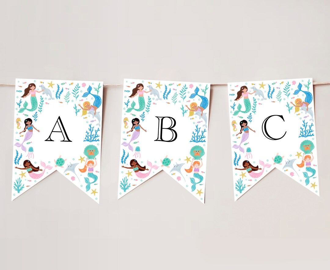 Mermaid Bunting, Mermaid Party Bunting, Mermaid Birthday Bunting ...